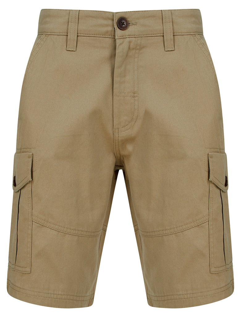 Marini Cotton Twill Cargo Shorts in Stone - Tokyo Laundry