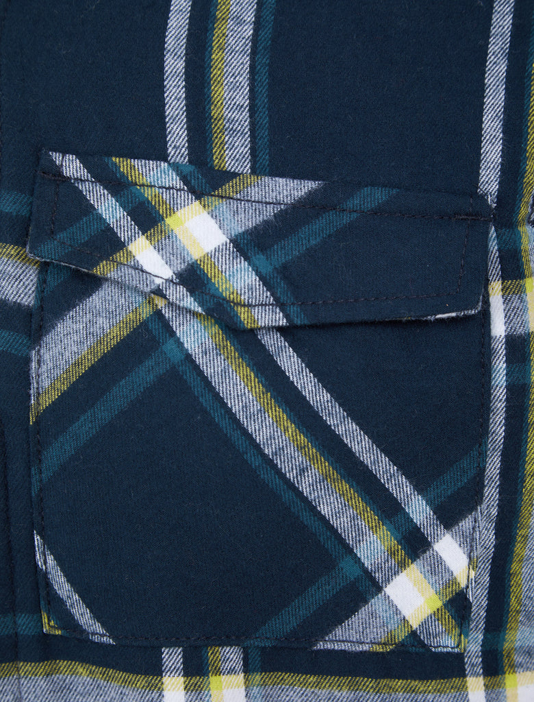 Hesperus Quilted Cotton Flannel Checked Overshirt Jacket in Sky Captai ...