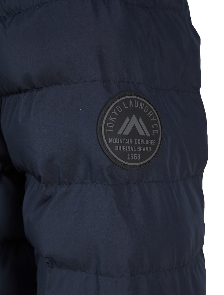 Tayten Quilted Puffer Jacket with Hood in Sky Captain Navy - Tokyo Lau ...
