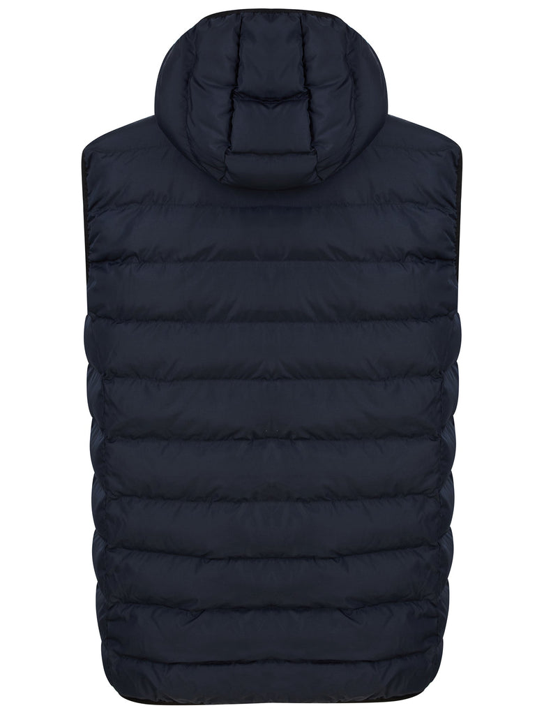 Dallon Quilted Puffer Gilet with Hood in Sky Captain Navy - Tokyo Laun ...