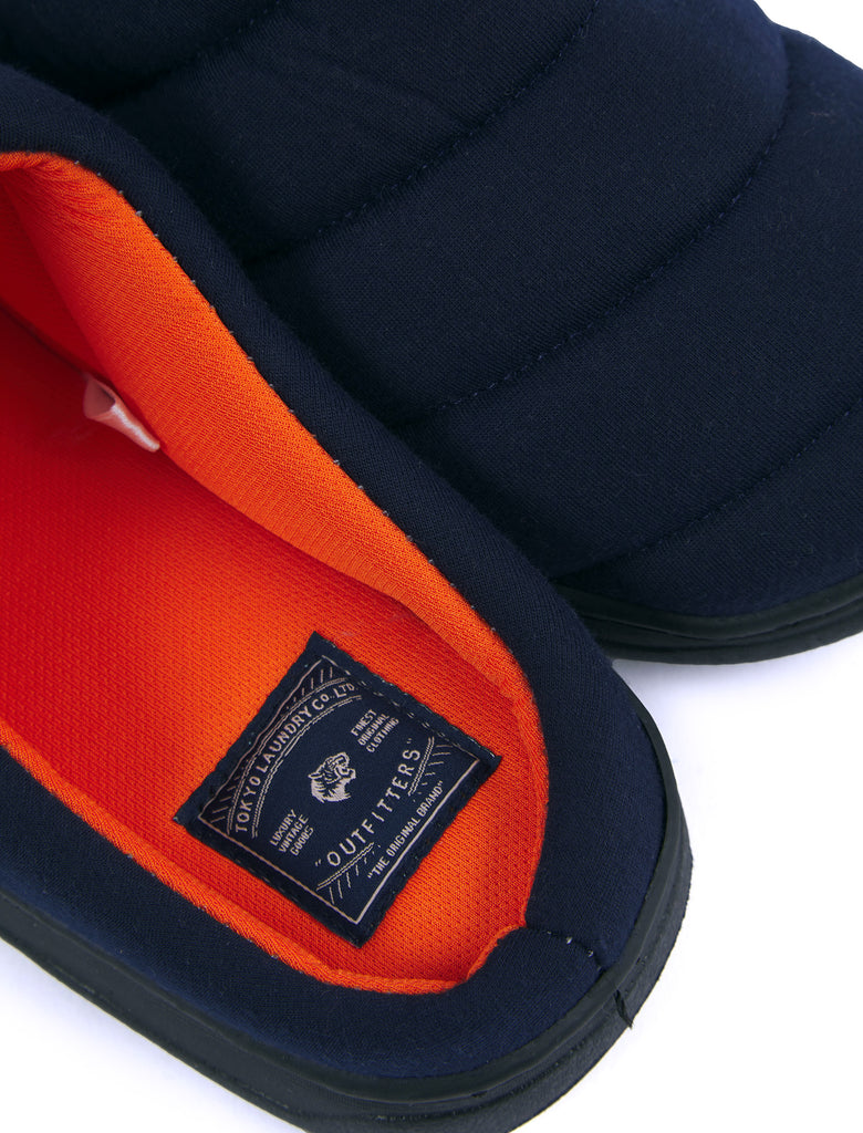 Hebers Padded Mule Slippers with Hard Rubber Sole in Navy - Tokyo Laun ...