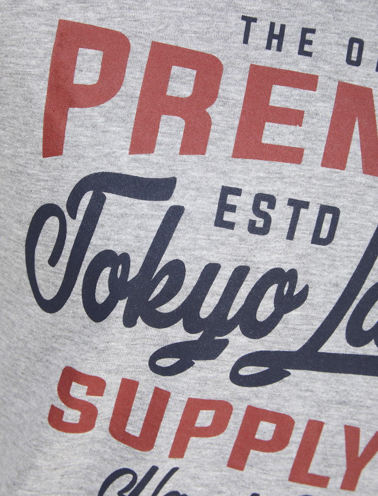 Nect Motif Cotton Jersey Long Sleeve Top in Light Grey Marl - Tokyo La ...