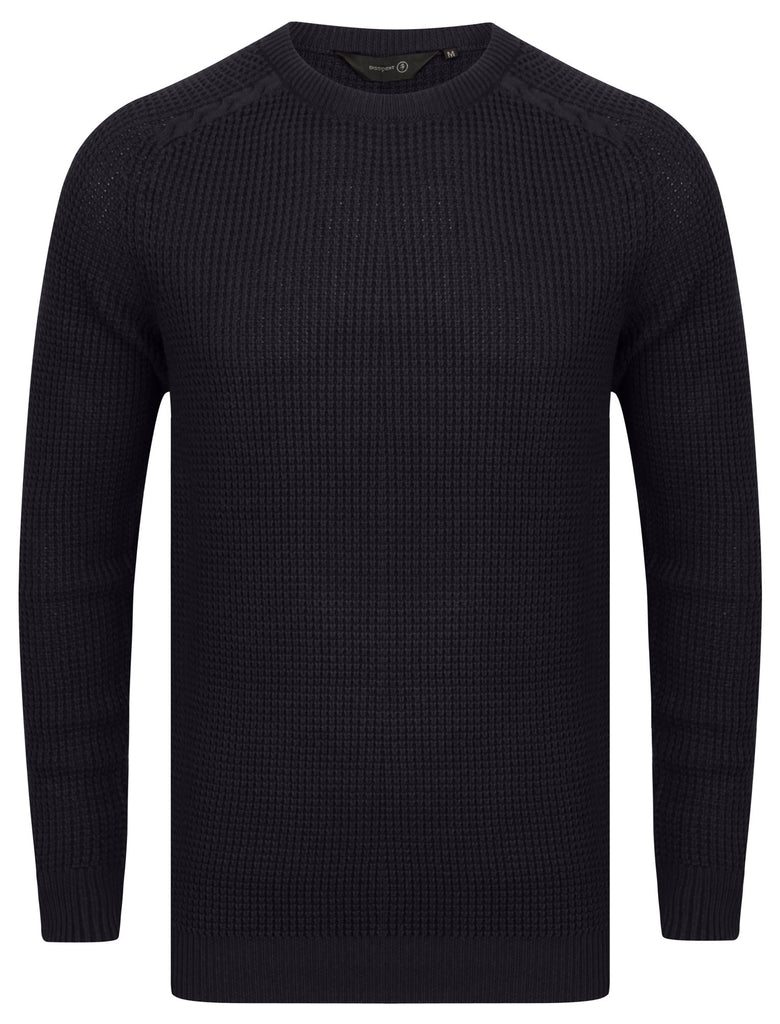 Nes Crew Neck Knitted Cotton Jumper in Dark Navy - Dissident – Tokyo ...