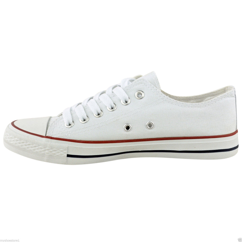Ladies canvas lace up plimsolls in white – Tokyo Laundry