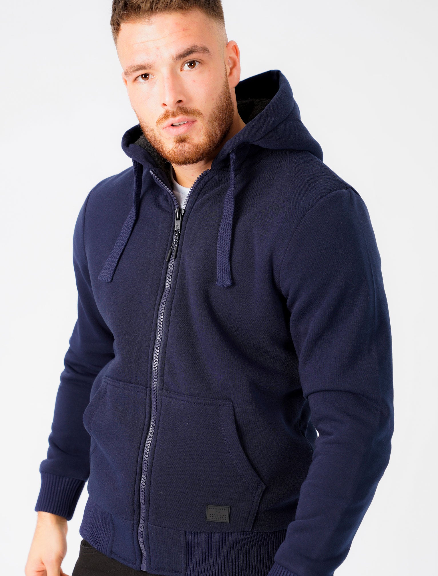 Omega Zip Through Hoodie With Borg Lining In Midnight Blue - Dissident ...