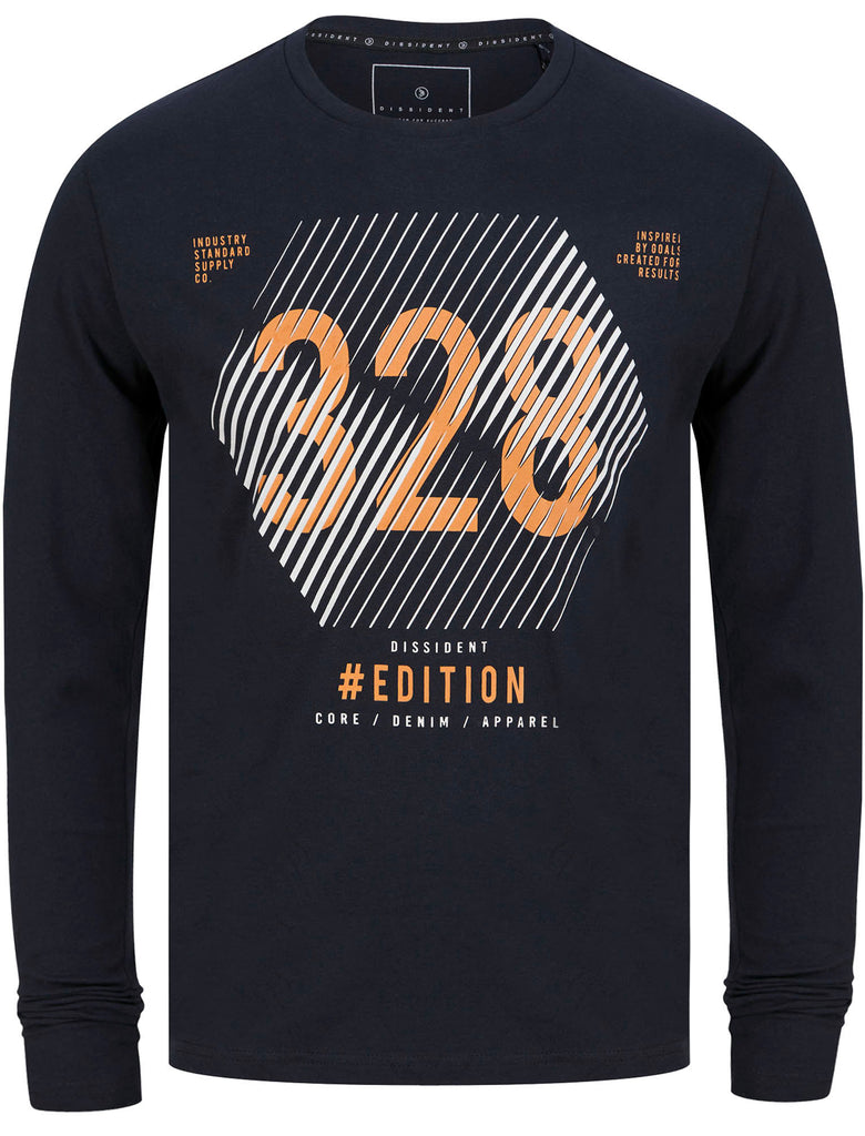 Keystone Motif Cotton Jersey Long Sleeve Top In Sky Captain Navy - Dis ...