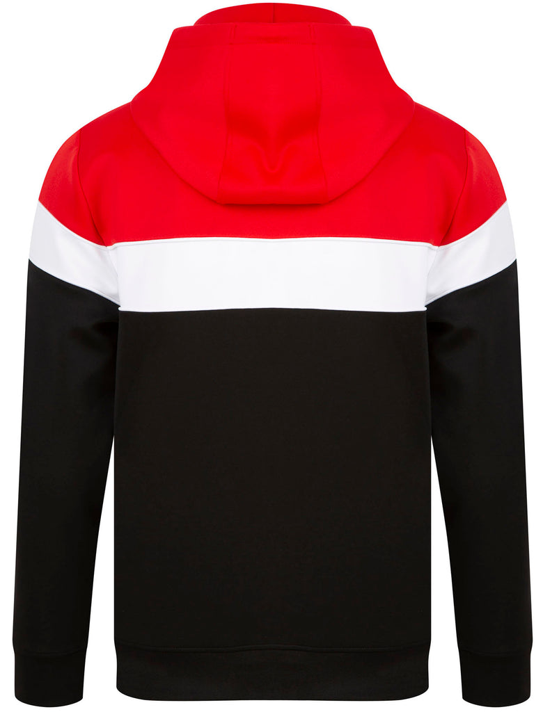 Lynch Colour Block Zip Through Hoodie In Jet Black / Red - Le Shark ...