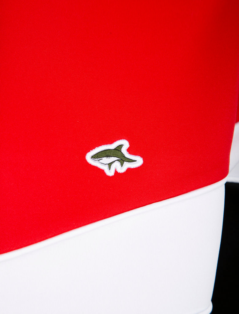 Lynch Colour Block Zip Through Hoodie In Jet Black / Red - Le Shark ...