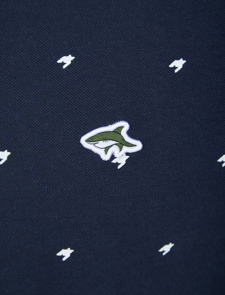 Yanis Printed Cotton Pique Polo Shirt with Tipping in Sky Captain Navy ...