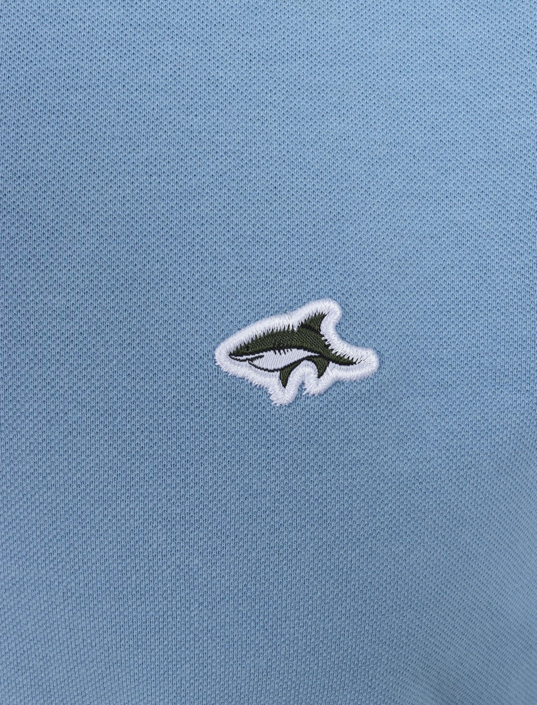 Waterloo Cotton Pique Polo Shirt with Tipping in Allure Blue - Le Shar ...