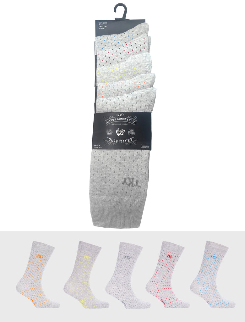 Airile (5 Pack) Cotton Rich Polka Dot Socks in Sage / Orange / Yellow ...