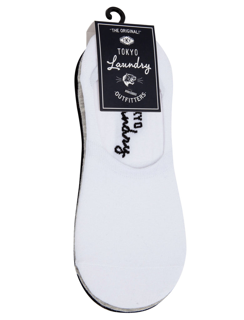 Liner Crowe (3 Pack) Basic Cotton Rich Footsie Socks in White / Grey M ...
