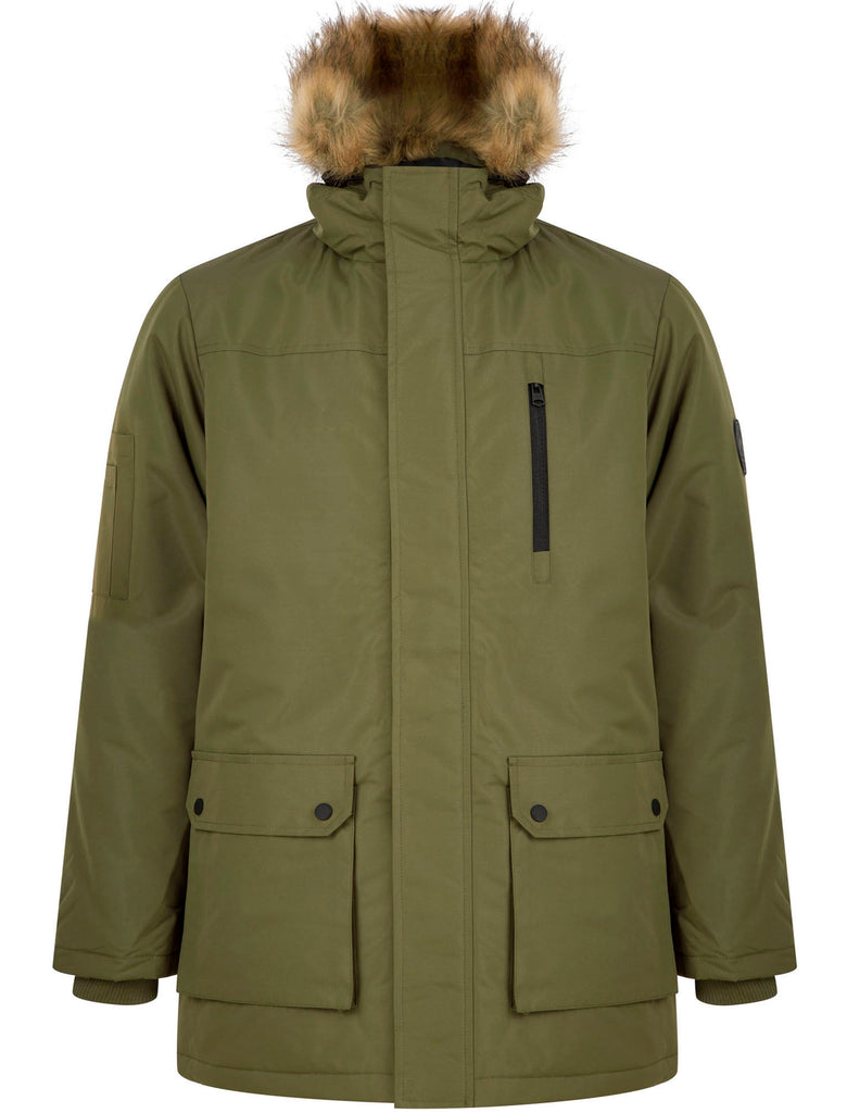 Pahana Taslon Parka Coat with Faux Fur Trim Hood in Ivy Green - Tokyo ...
