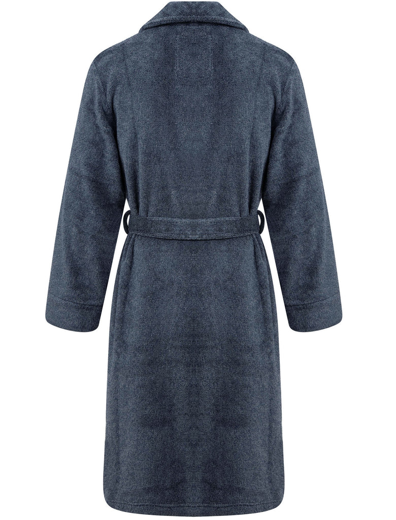 Sandhurst Textured Soft Fleece Dressing Gown with Tie Waist in Navy ...