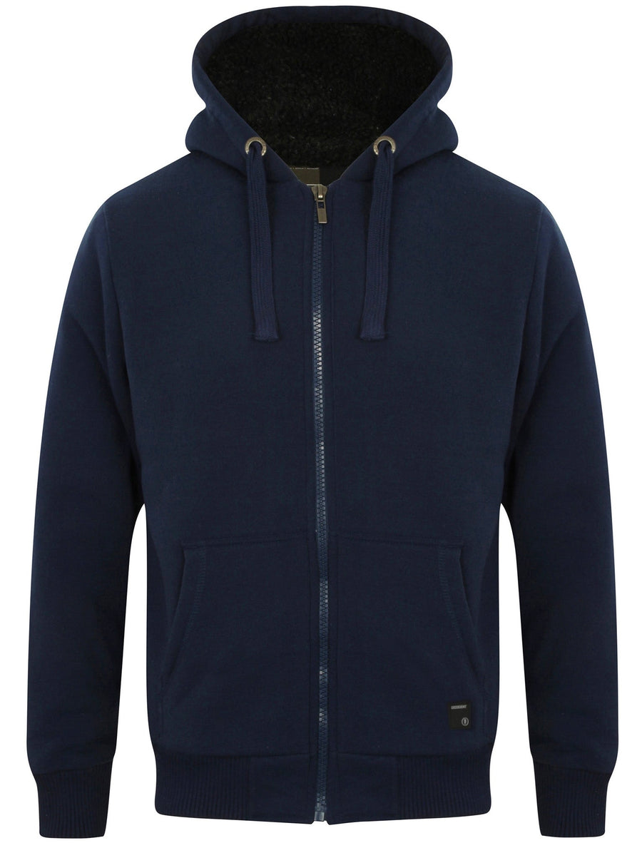 Omega Zip Through Hoodie With Borg Lining In Midnight Blue - Dissident ...