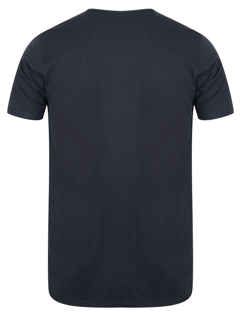 Cook Cotton Jersey T-Shirt with Henley Neckline in True Navy - Le Shar ...
