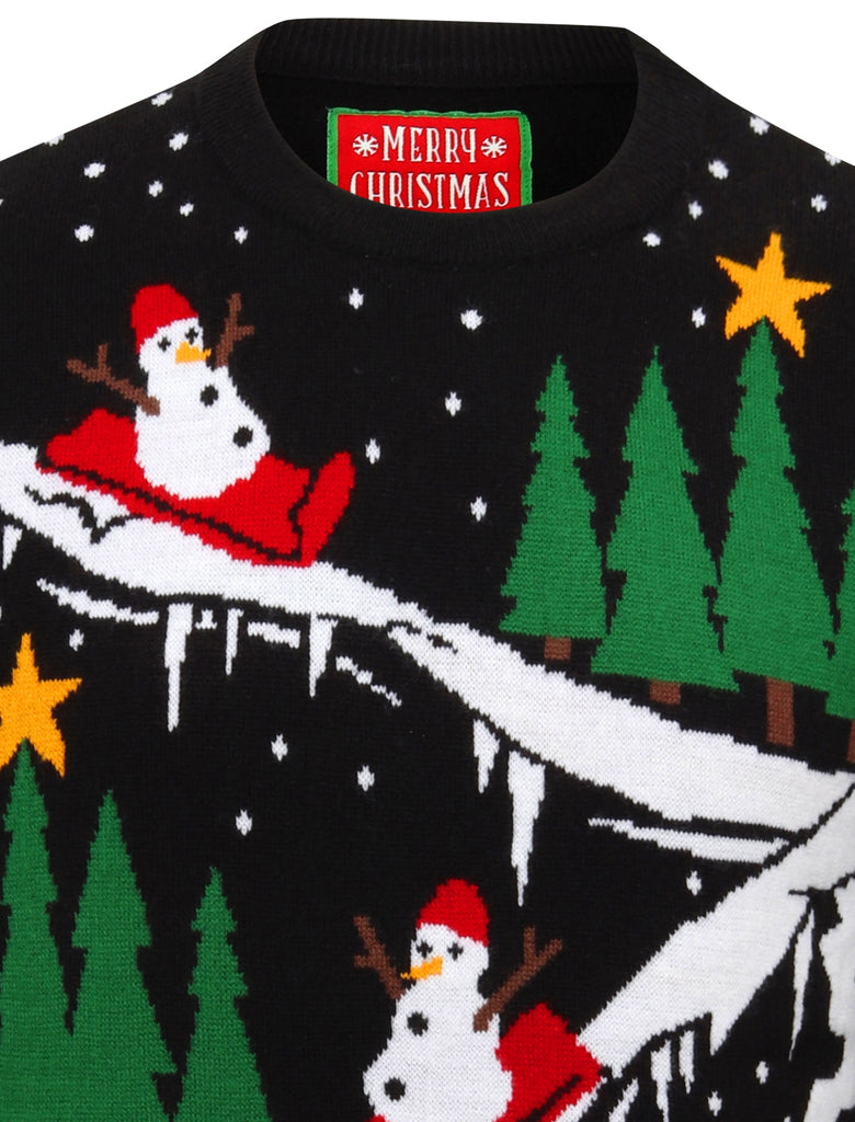 To The Pub Motif Novelty Christmas Jumper in Black - Merry Christmas ...
