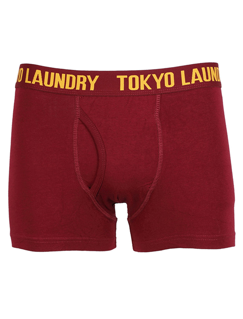 Mens Tokyo Laundry Gabriel boxer shorts ( 2 Pack) in Oxblood & Navy