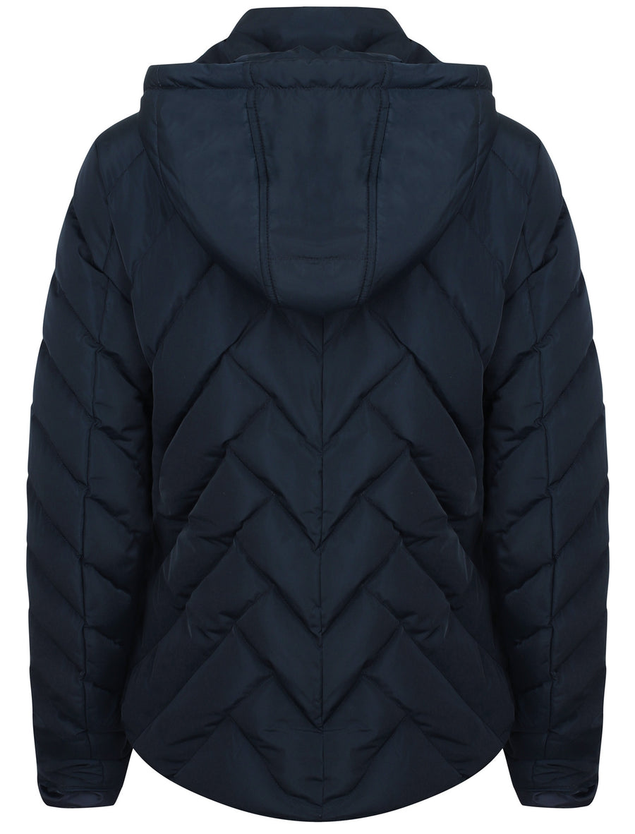 Chateau Zig Zag Quilted Hooded Puffer Jacket in Navy Blazer - Tokyo La ...