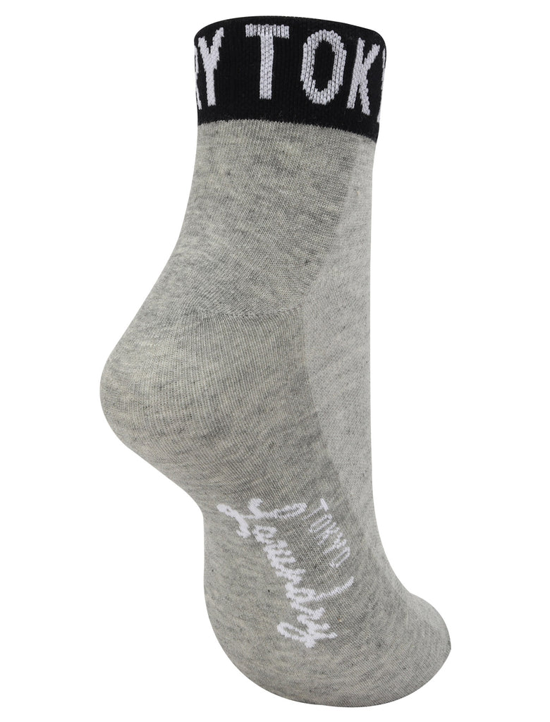 Jolie (3 Pack) Assorted Trainers Socks in Light Grey Marl / Black / Wh ...