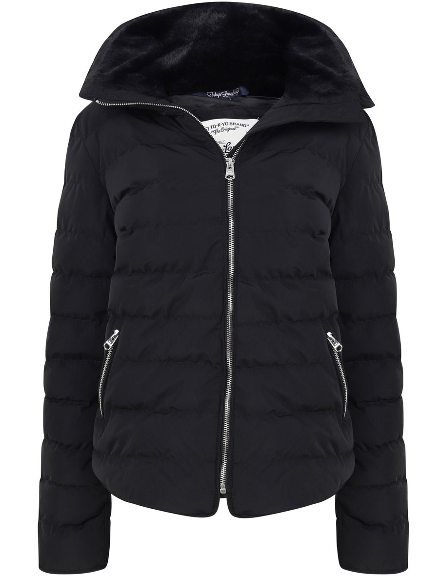 Quince Quilted Puffer Jacket with Extendable Hood in Black - Tokyo Lau ...