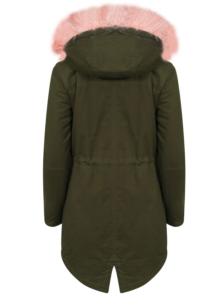 Teegan Parka Jacket in Khaki with Detachable Peachy Keen Fur Hood - To ...